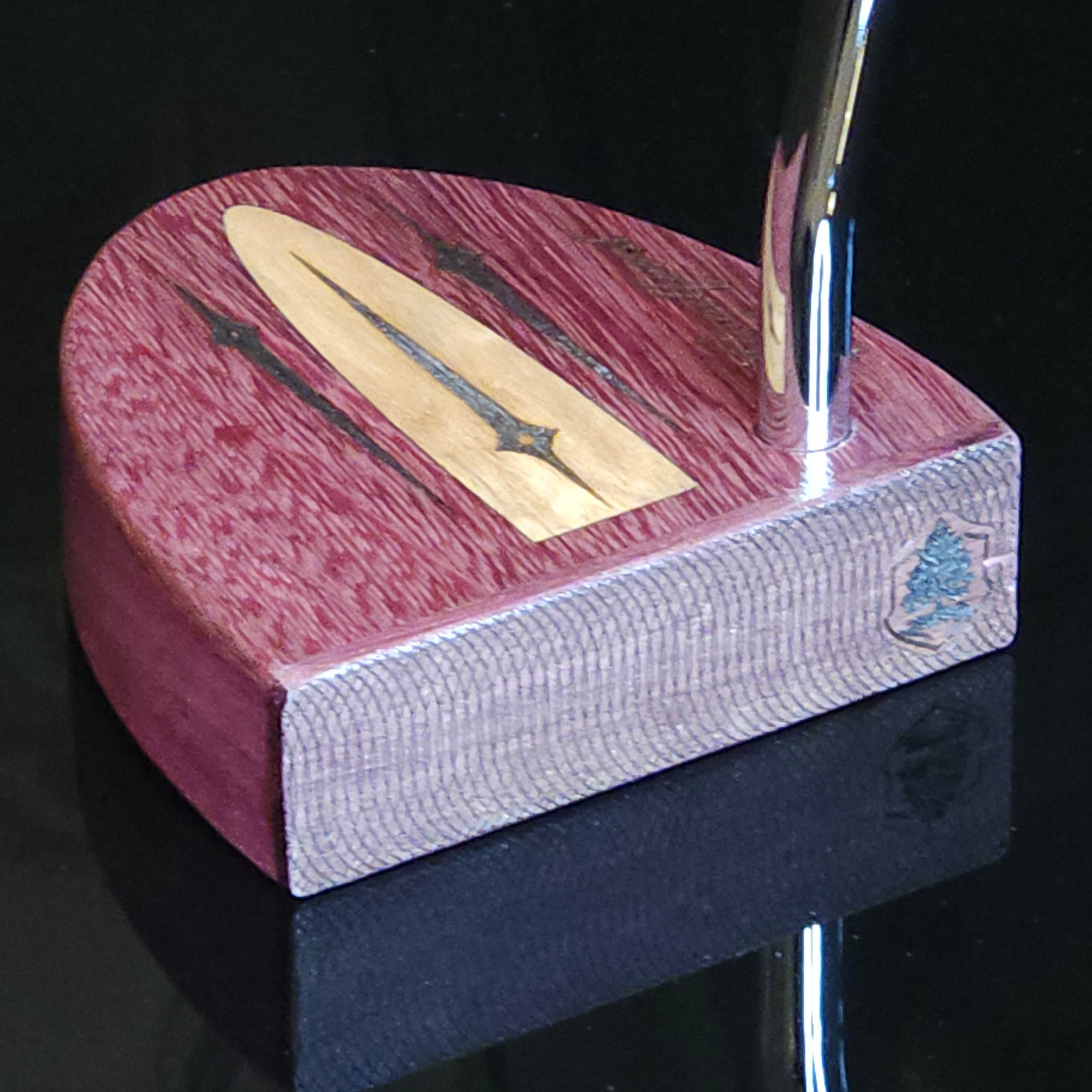 Purpleheart wood putter with Lacewood inlay – Timbertouch Putterworks